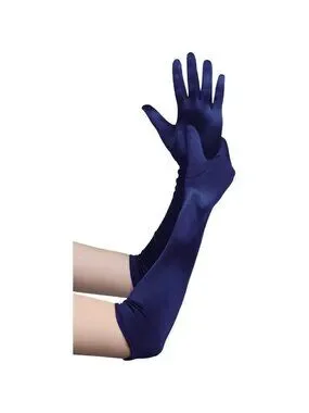 Accessories | Womens Dark Blue Long Opera Party 2s Satin Gloves ...